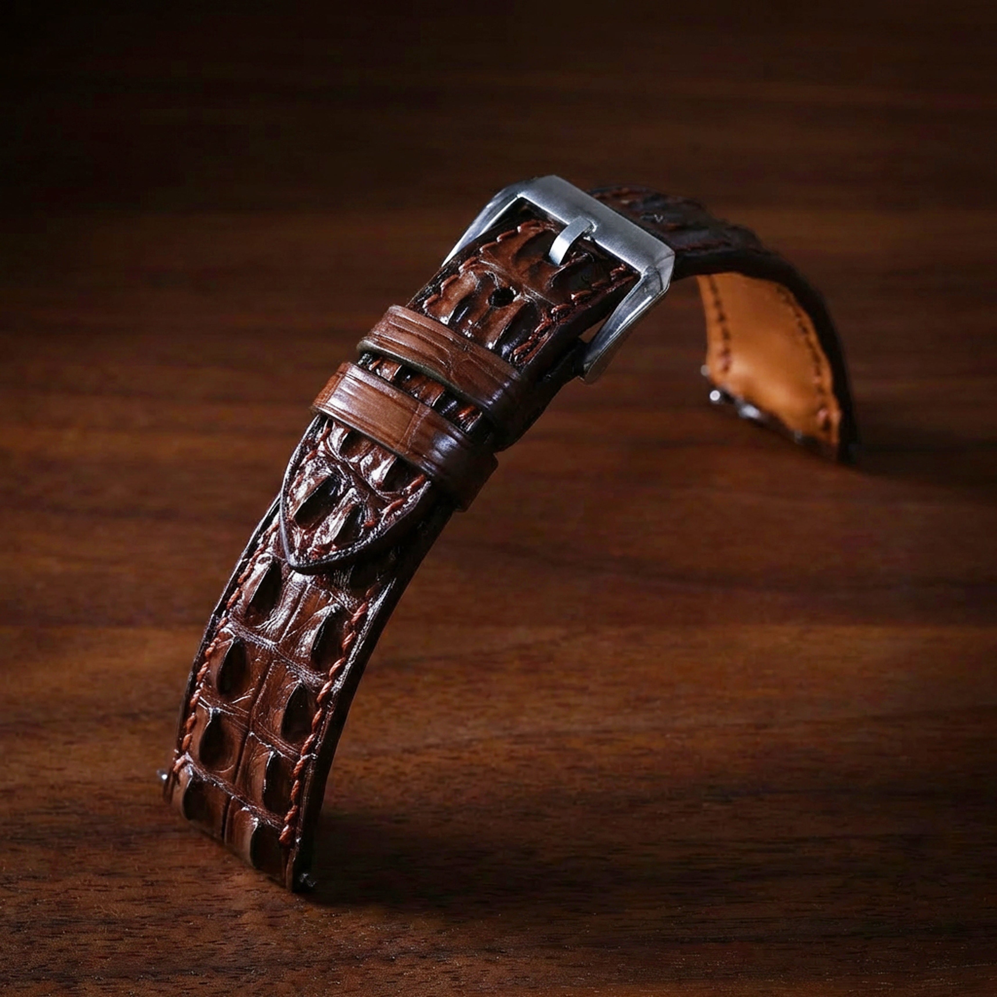 Brown Alligator Hornback Watch Strap – Made By Tan